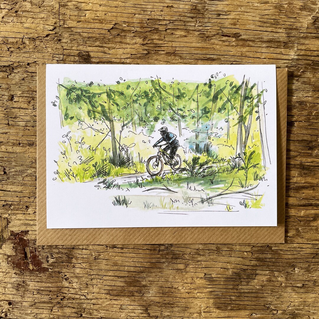 Cycling Card, Mountain Bike Card, North Edge, Bike Illustration - Etsy