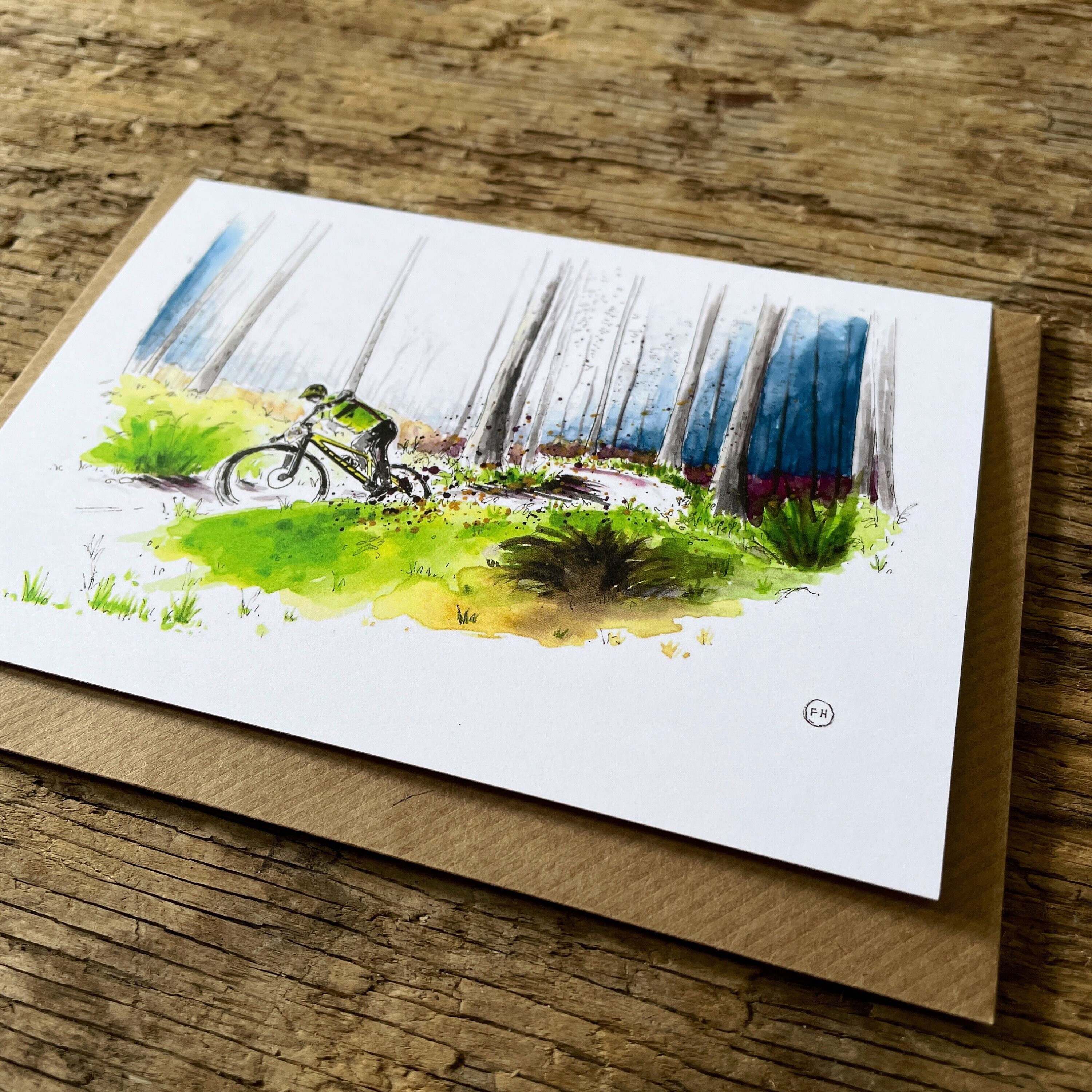 Cycling Card, Mountain Bike Card, Bike Illustration - Etsy UK