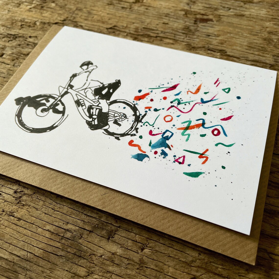 Cycling Card, Mountain Bike Card, Retro Dirt, Bike Illustration - Etsy