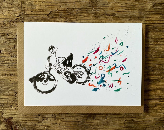 Cycling Card, Mountain Bike Card, Retro Dirt, Bike Illustration - Etsy