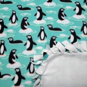 Super Soft Fleece Hand Tied Penguin Blanket Cabin Fleece - Etsy