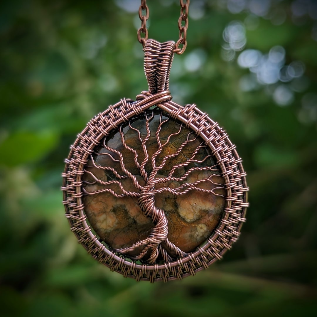 Rainforest Jasper Tree of Life Necklace in Oxidized Copper // Jasper ...