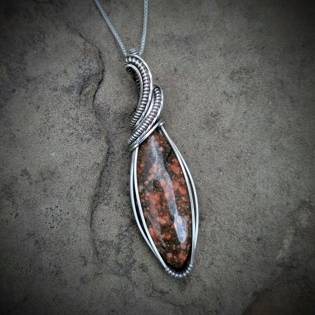 Red Ocean Jasper Necklace in Sterling Silver // Sterling Silver Wire ...