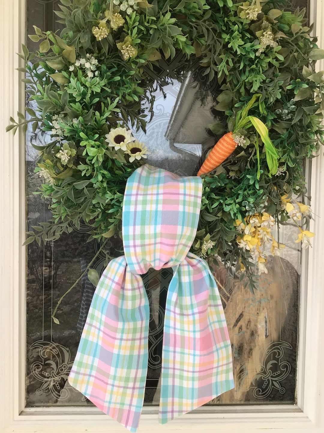 Reversible Plaid Wreath Scarf: Spring Easter Decor, 50" - Etsy