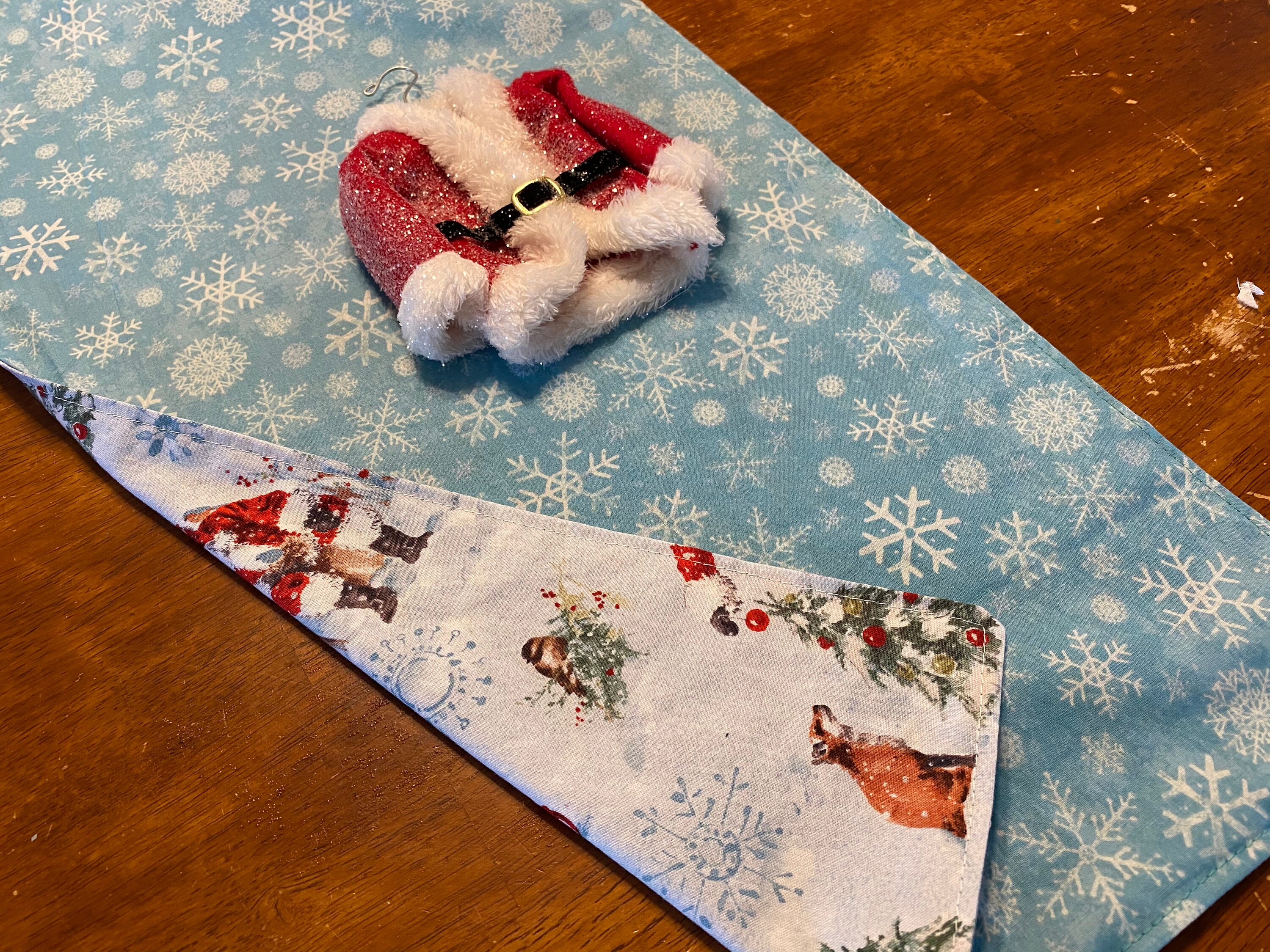 Reversible Christmas Table Runner Santa Claus Table Runner | Etsy