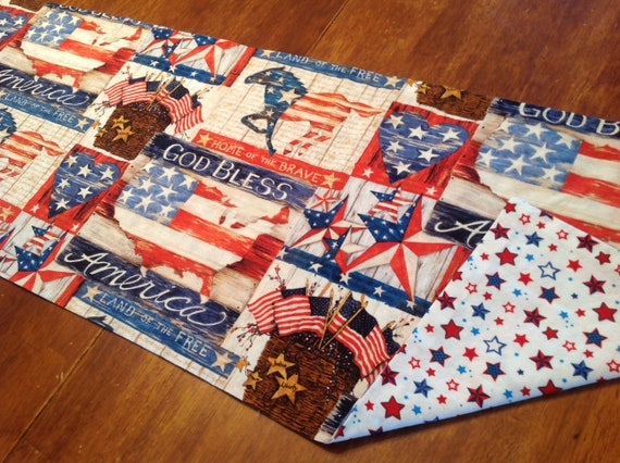 Patriotic Table Runner Reversible Americana Decor 4th of July - Etsy