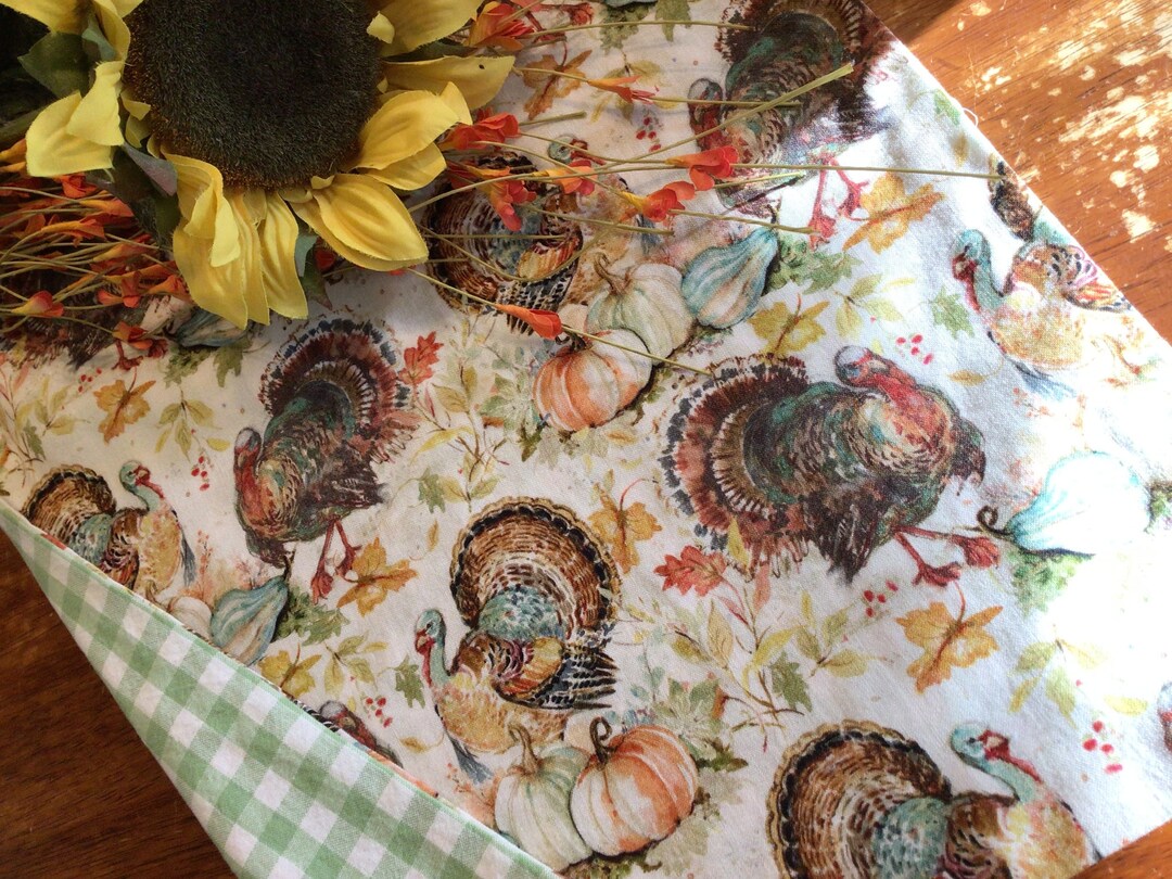 Fall Farmhouse Turkey Table Runner: Susan Winget Autumn Design - Etsy