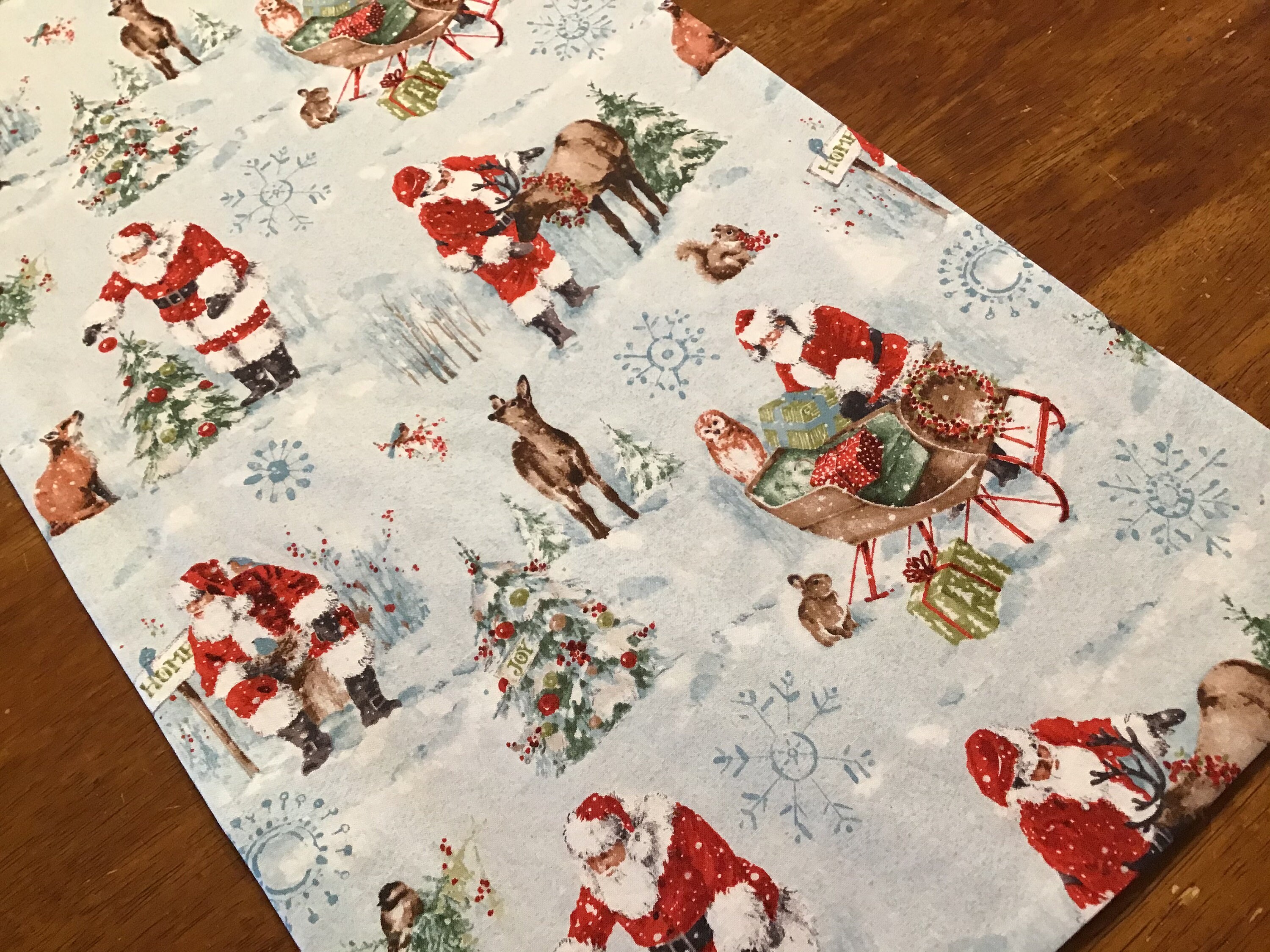 Reversible Christmas Table Runner Santa Claus Table Runner | Etsy