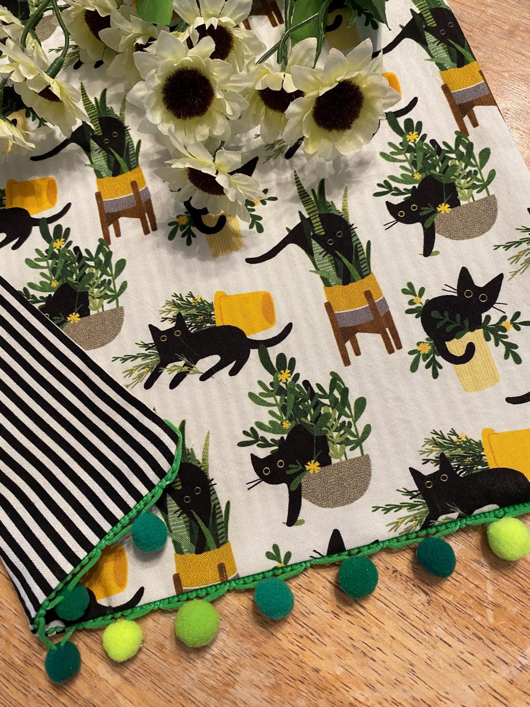 Spring Table Runner Cat Table Runner Spring Kitten Table Runner Cat ...