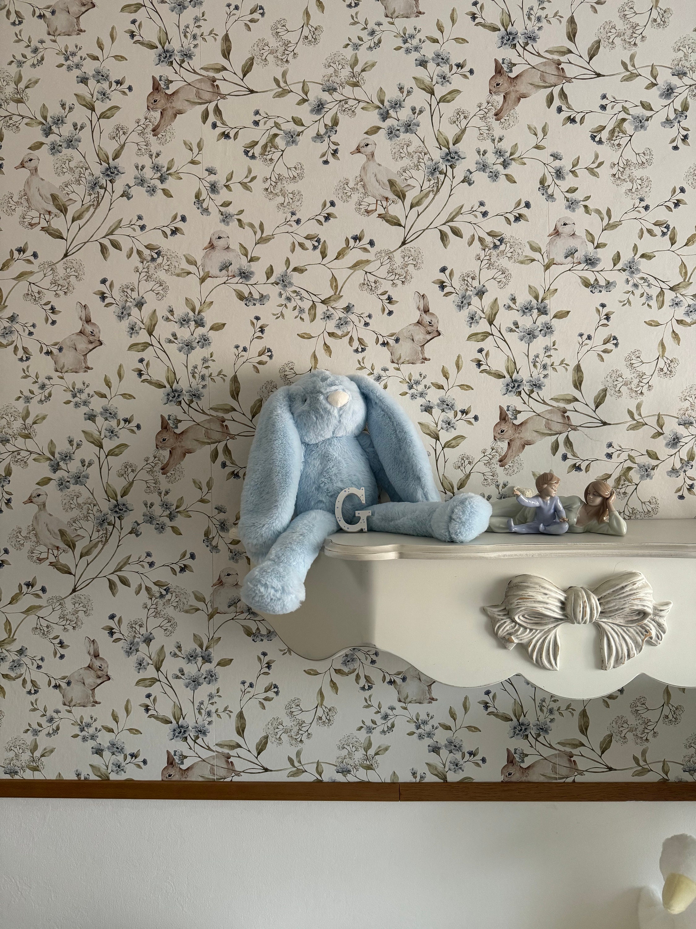 Meadow Friends With Ducks and Bunnies Wallpaper DEKORNIK, Delicate Baby ...
