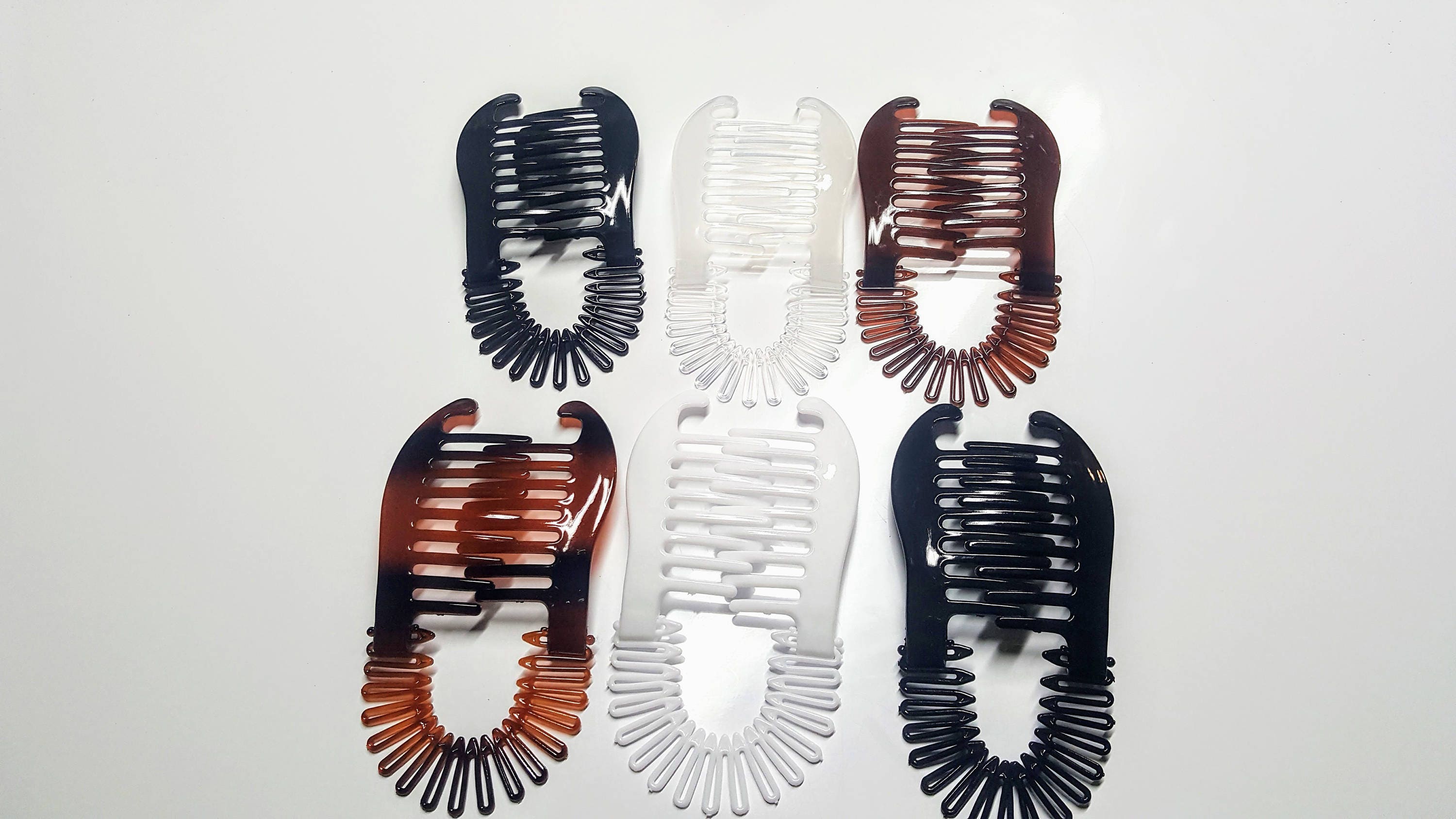 6 Pcs Plastic Interlocking Banana Clip Hair Pony Tail Comb Flex Coil ...