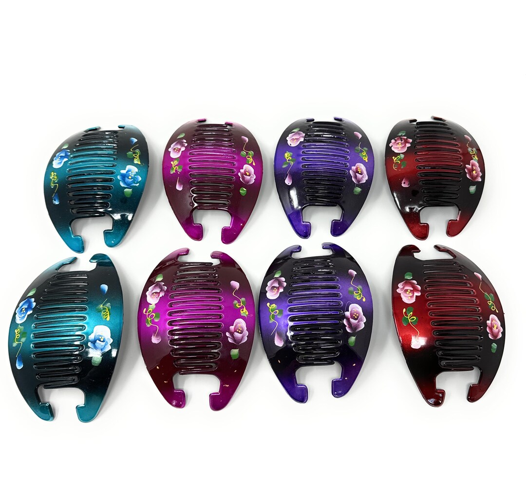 8 Sets Interlocking Banana Combs Hair Clip French Side Comb Holder ...