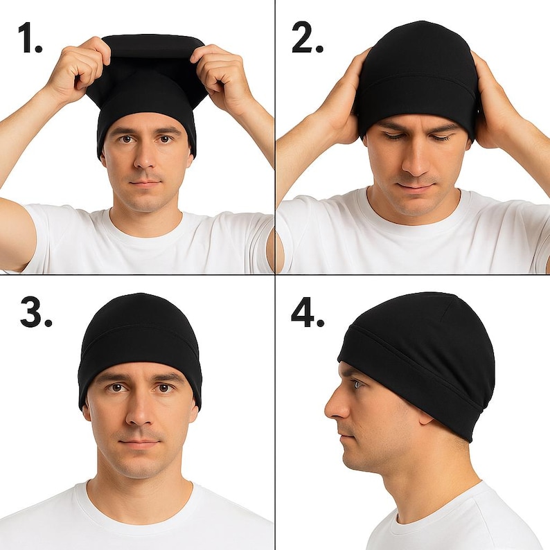 4-pack Black Skull Caps Lightweight Stretch Beanie for Men & Women - Etsy