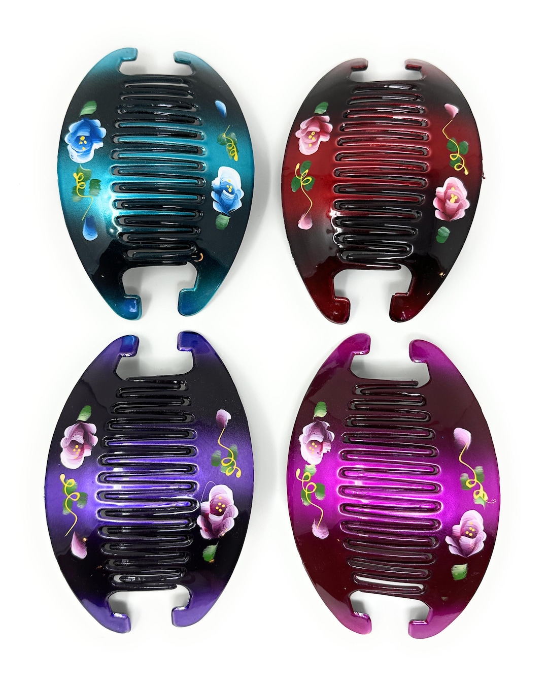 4 Sets Interlocking Banana Combs Hair Clip French Side Comb Holder ...