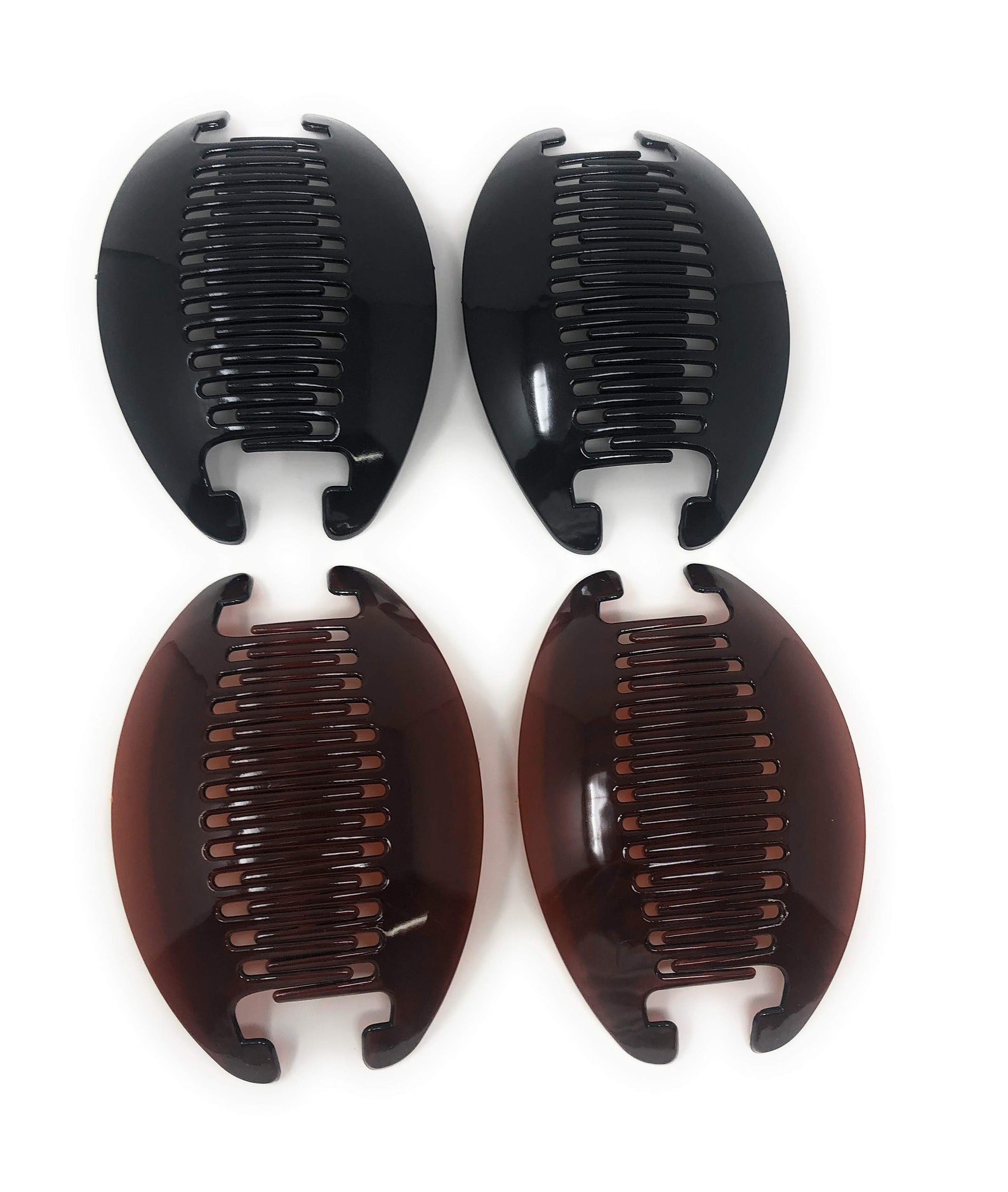 4 Set Interlocking Banana Combs Hair Clip French Side Comb Holder black ...