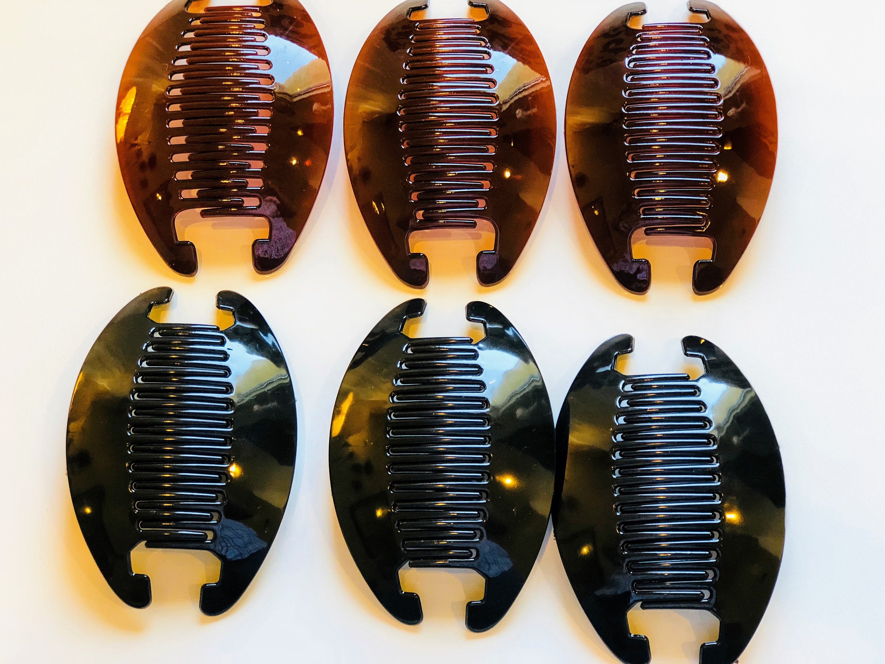 6 Sets Interlocking Banana Combs Hair Clip French Side Comb Holder ...