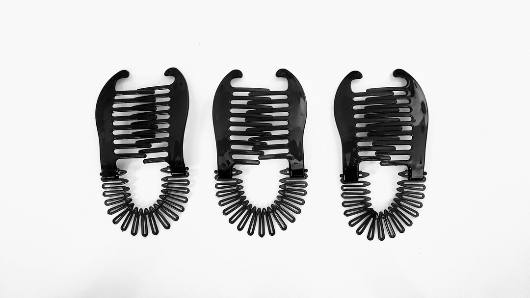 3 Pcs Plastic Interlocking Banana Clip Hair Pony Tail Comb Flex Coil ...