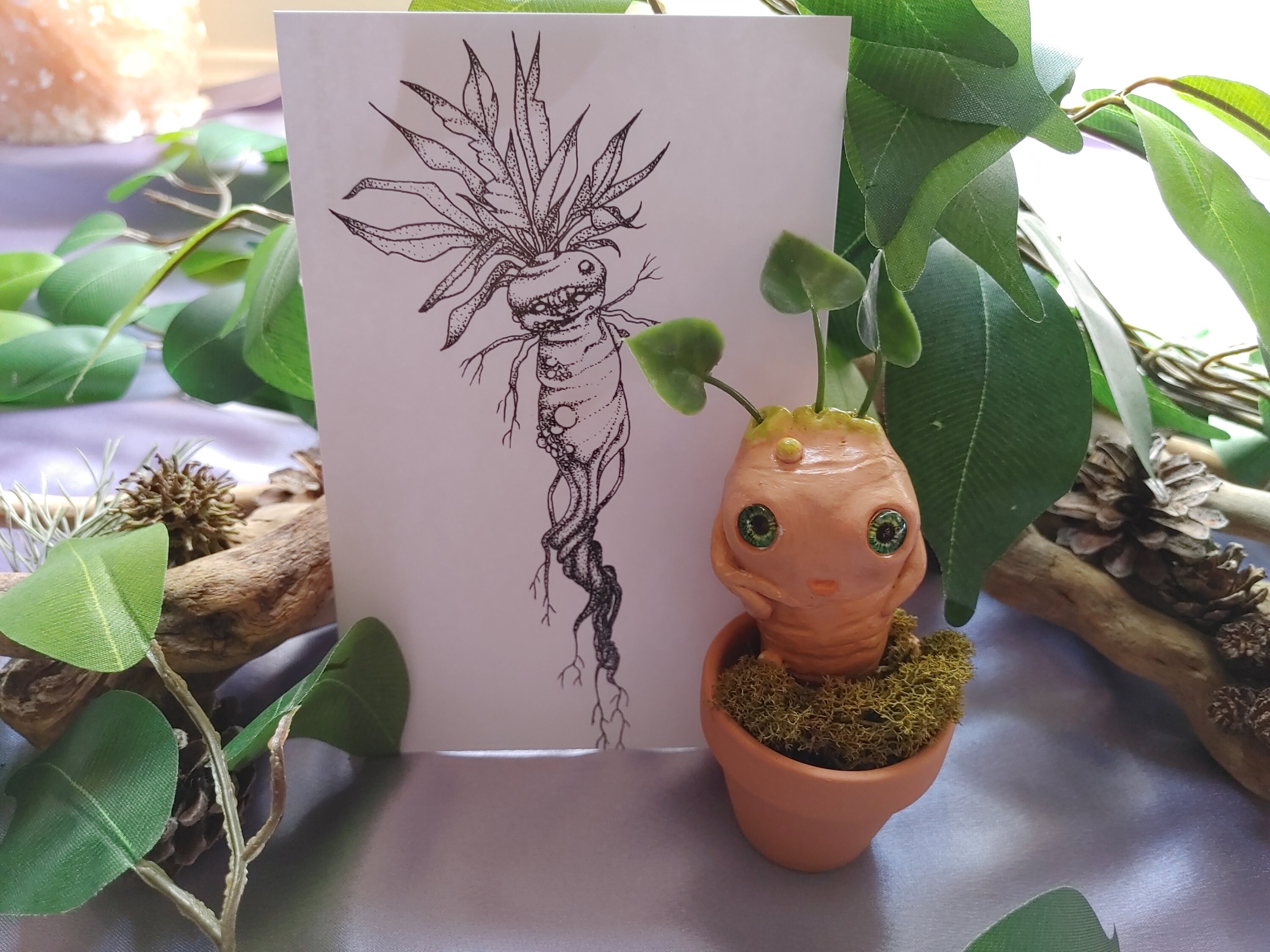 Root Babies Doll and Free Postcard of Baby Mandrake Root - Etsy