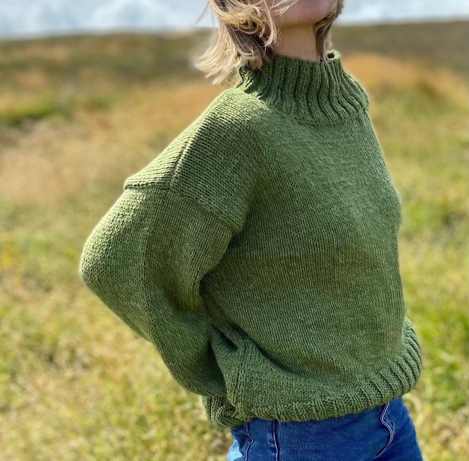 The Coco Wool & Organic Cotton Oversized Sweater in Olive - Etsy