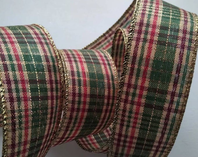 3M of 2.5 Stewart Tartan Plaid Wire Wired Edged Ribbon Christmas Tree ...