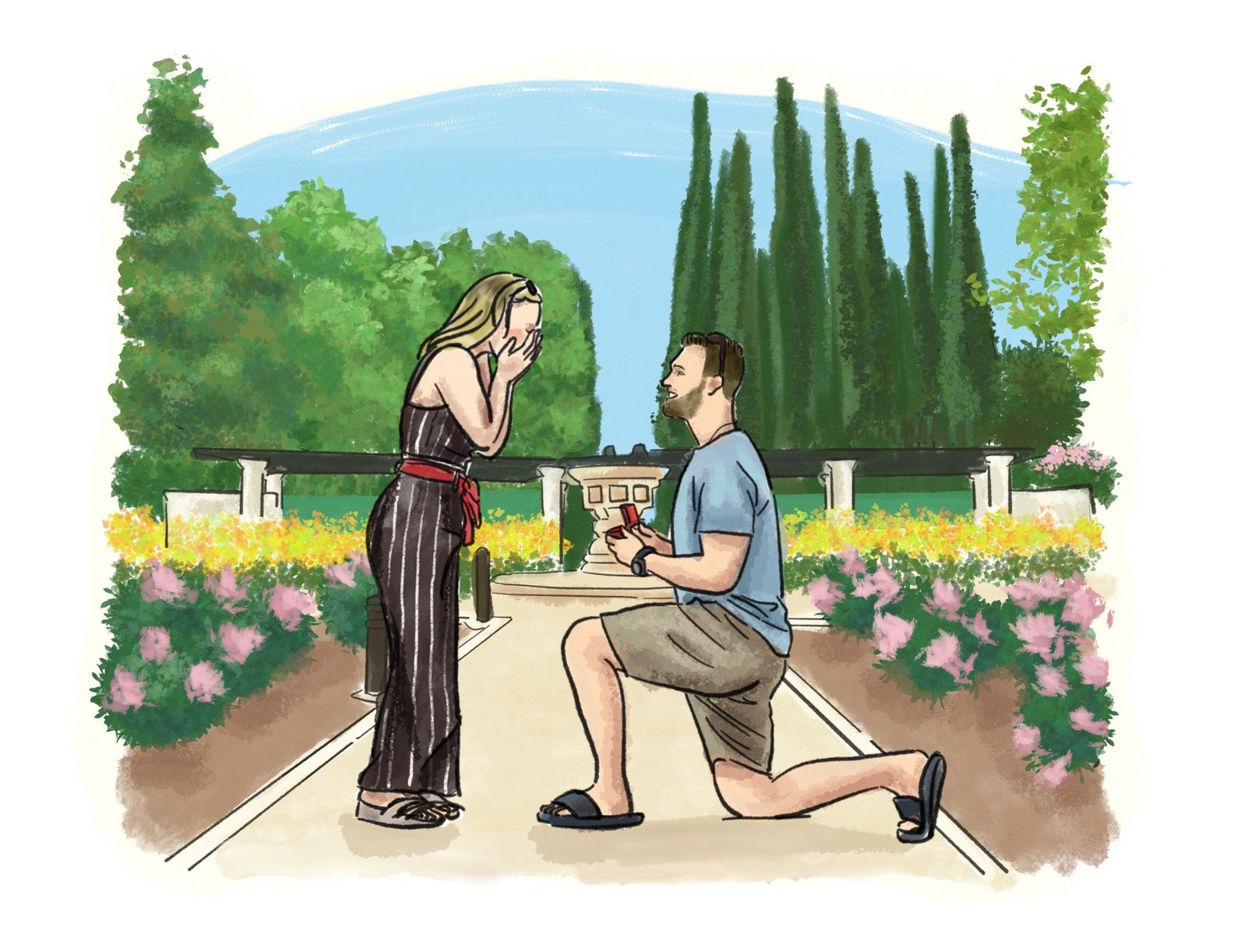 Marriage Proposal Digital Artwork. Custom Drawing for - Etsy
