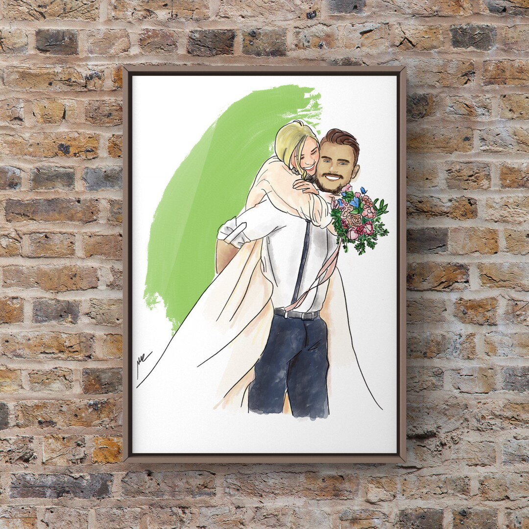 Digital Wedding Artwork From Photo. Personalised Couple Illustration ...