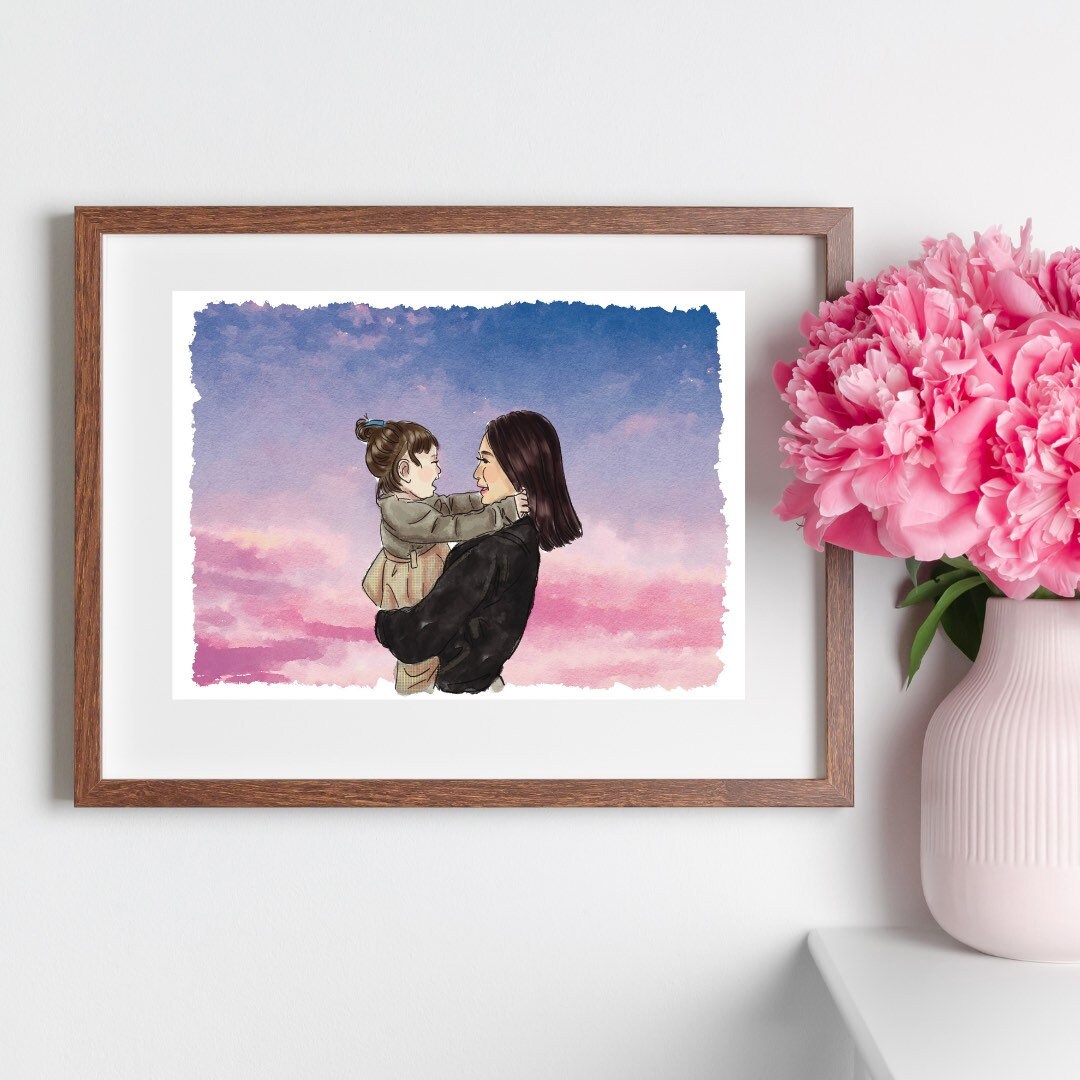 Custom Mother-daughter Drawing: A Unique Memory of Love | Drawing From ...