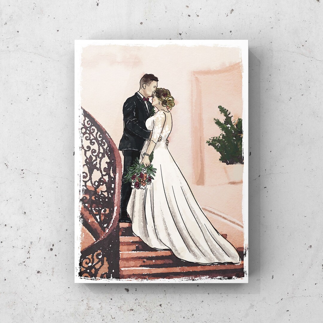 Digital Wedding Watercolor Drawing From Photos. Custom Wedding Gift ...