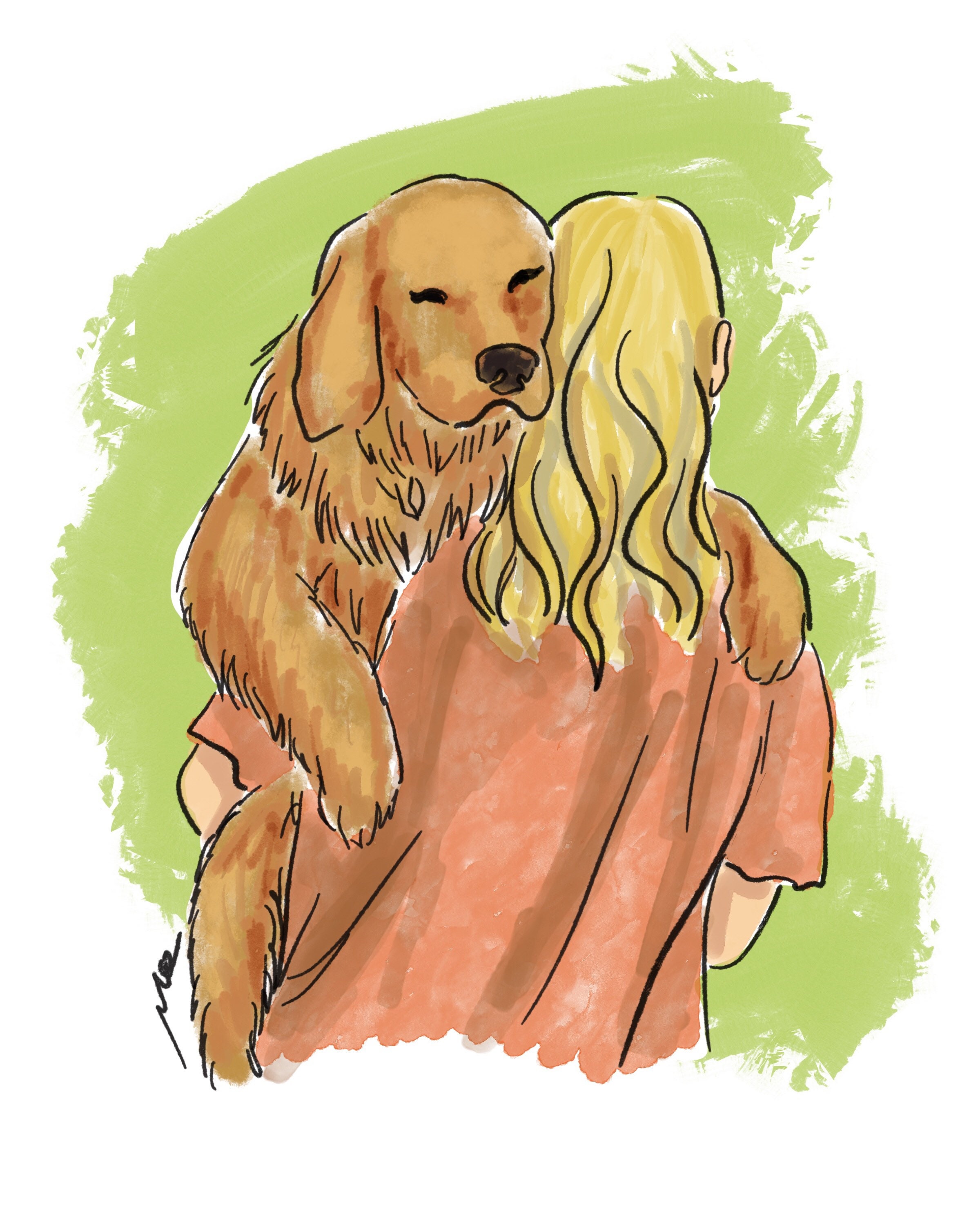 Girl and Dog Custom Illustration Dog Drawing Gift for - Etsy