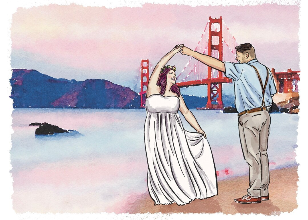 Custom Drawing for Wedding Couple Dancing. Combine Photos. - Etsy