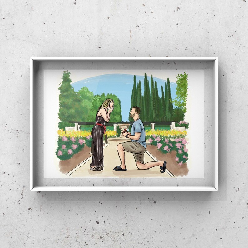 Marriage Proposal Digital Artwork. Custom Drawing for Engagement Gift ...