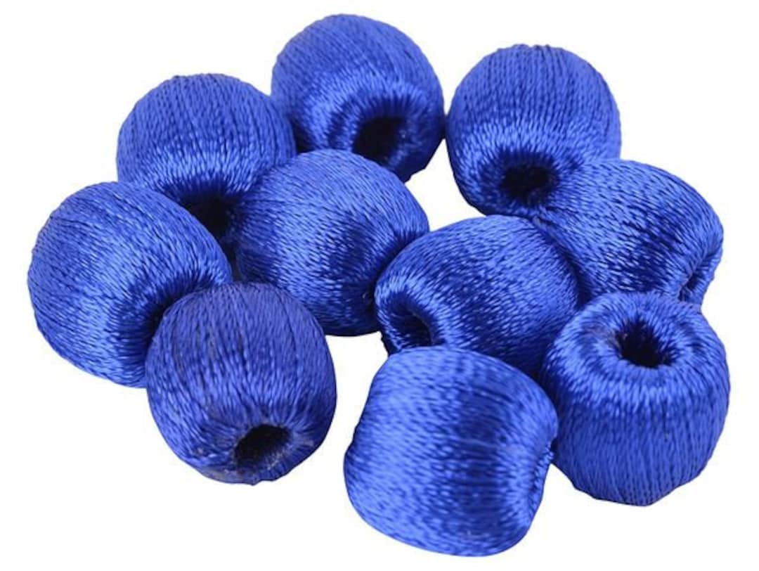 Super Shiny Silk Thread Royal Blue Wrapped Wooden Beads for Jewelry ...