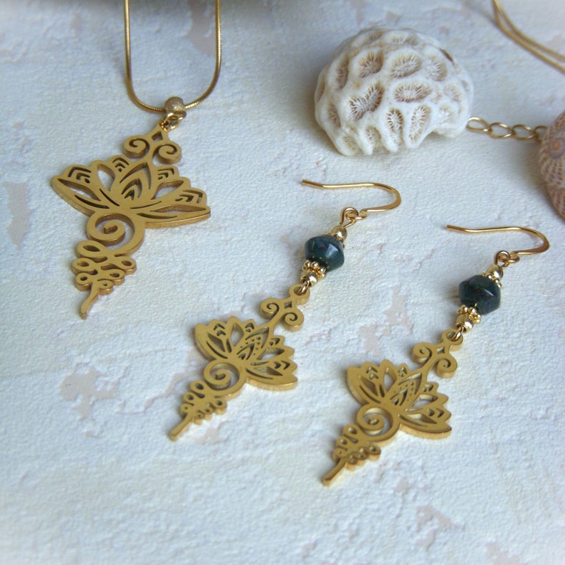 Original Unalome "lumi" Earrings in Gold-plated Indian Agate or Silver ...