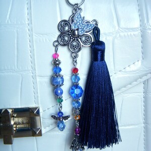 Original Key Ring I Blue and Silver Bag Jewel I Original Gift I ...