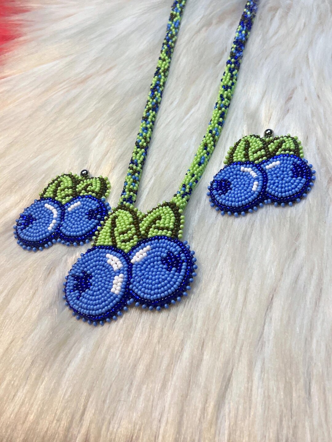 Native Beadwork Medallion Set Summer Blueberries - Etsy