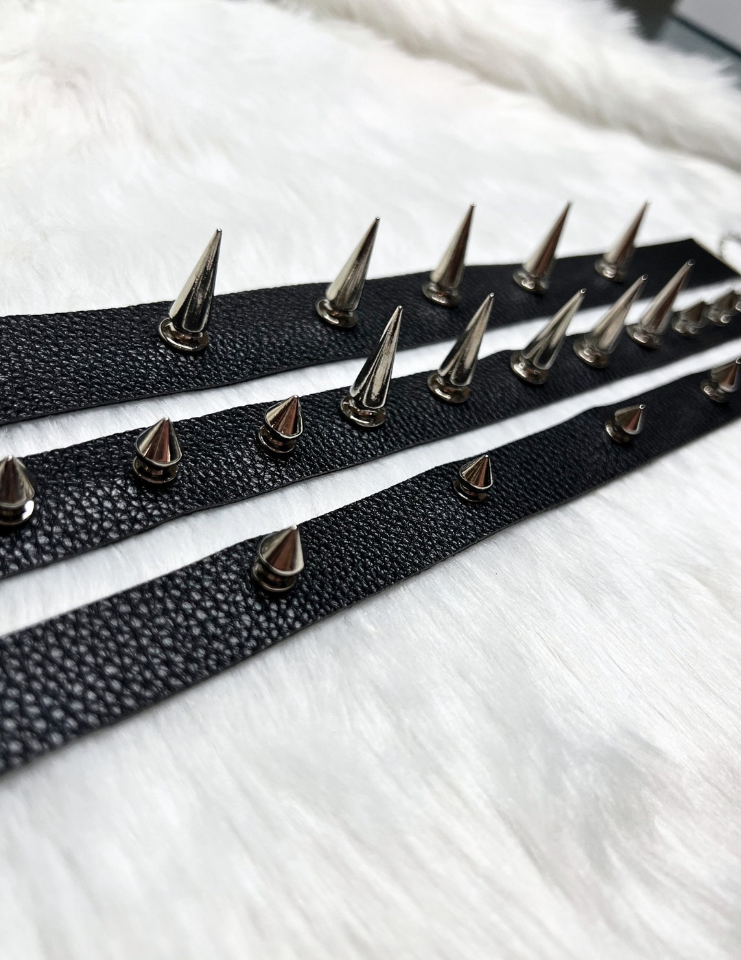 Classic Black Spiked Collars - Etsy