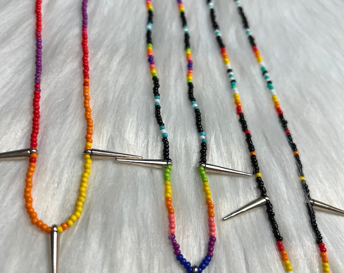 Colorful Single Strand Spiked Necklaces - Etsy