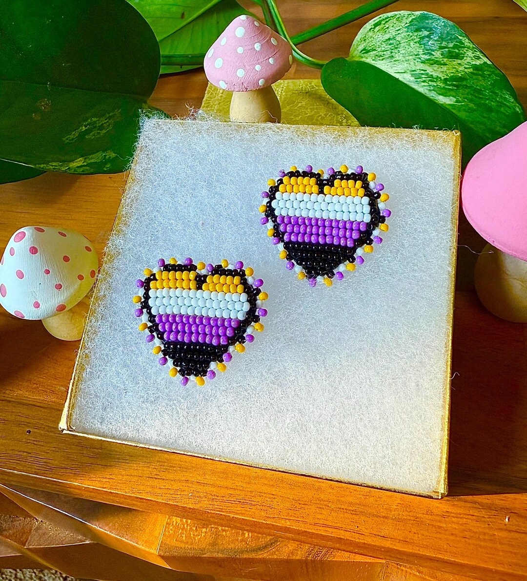 Non Binary Pride Heart Earrings - Etsy