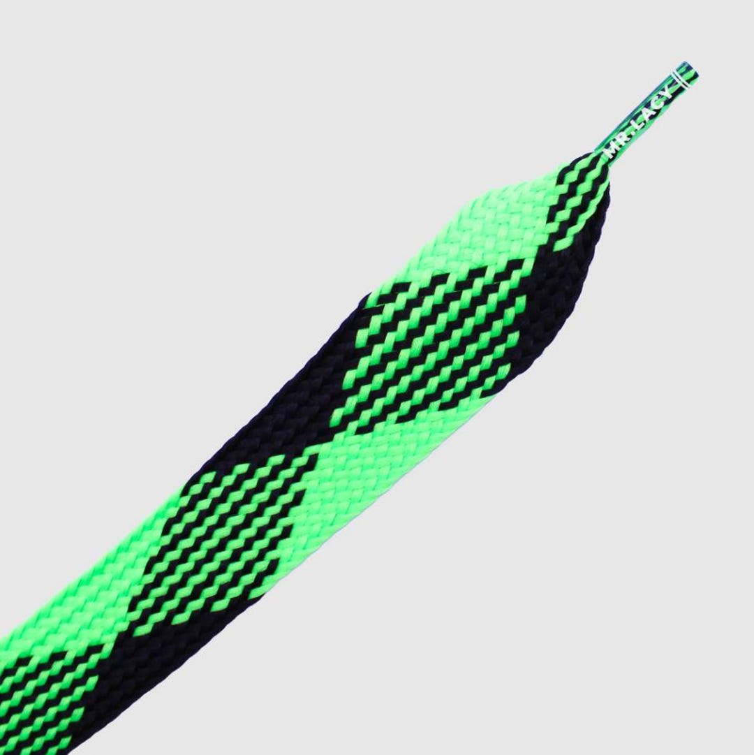Shoelaces Mr. Lacy Fatties Black / Green, Flat Fat Wide Laces, 25 Mm ...