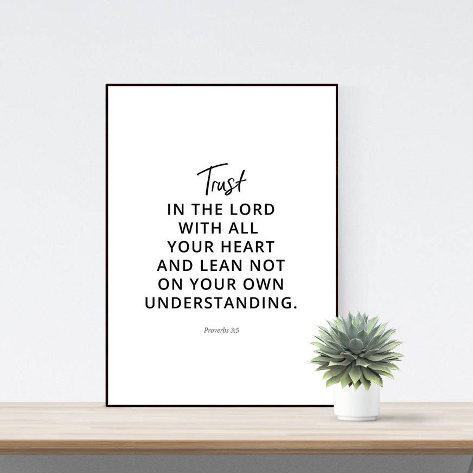 Printable Scripture Bible Verse Trust in the Lord With All - Etsy