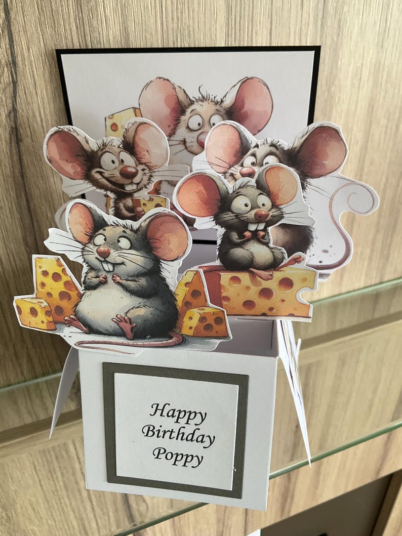 Mice Mouse Pop up Box Birthday Card - Etsy UK