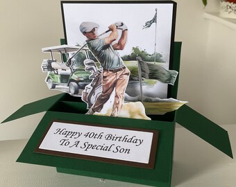 Handmade Golf Personalised Pop up Card - Etsy UK