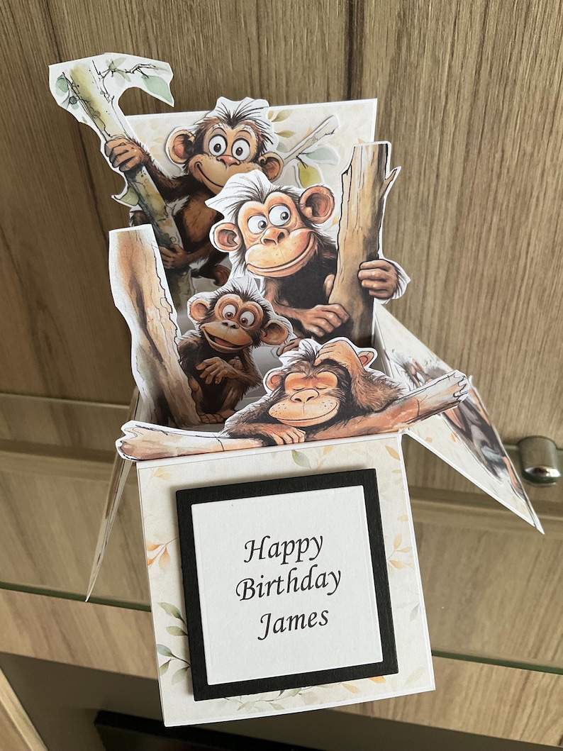 Comedy Monkey Pop up Card Birthday - Etsy UK