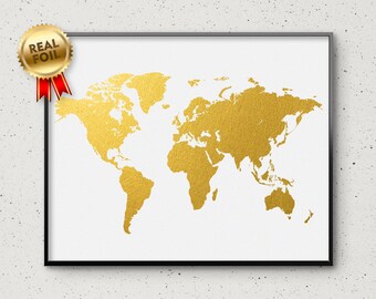 Gold Foil World Map - Etsy