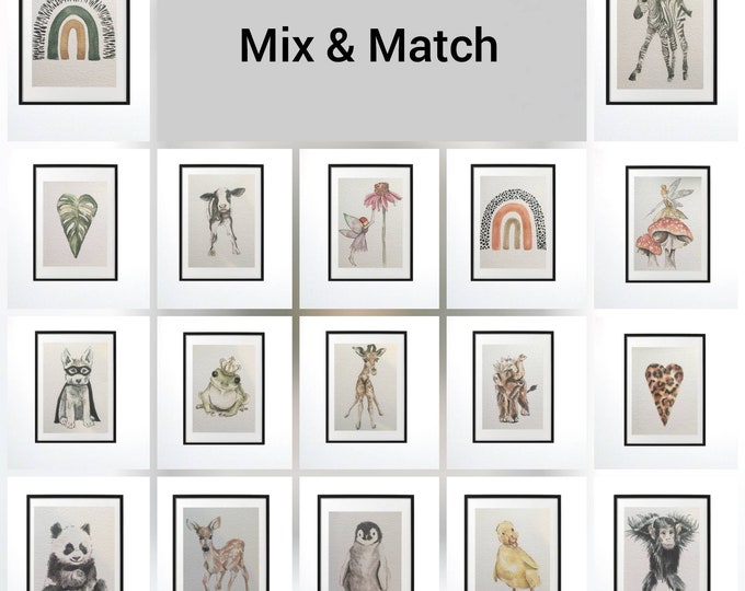 Mix & Match 6/baby Animals/ Nursery Prints/ Set of 6 Prints/ Farm ...