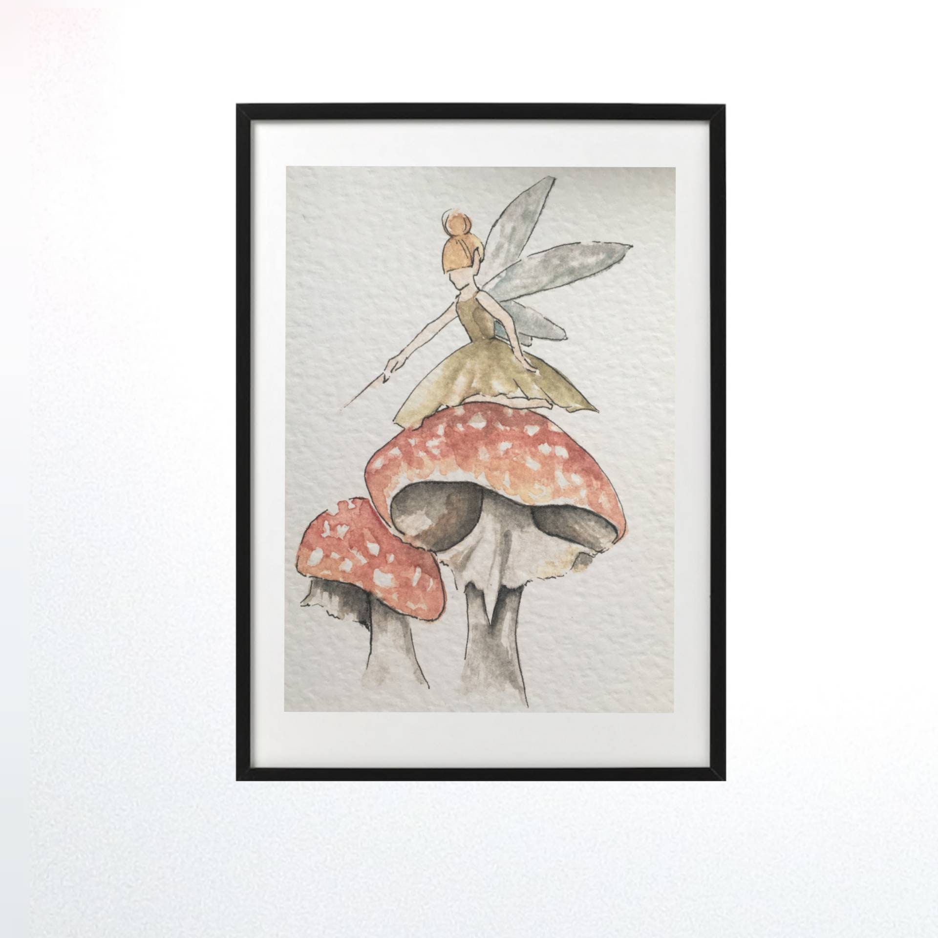 Magical Fairy and Toadstool/ Nursery Art/ Watercolour Fairy/ - Etsy