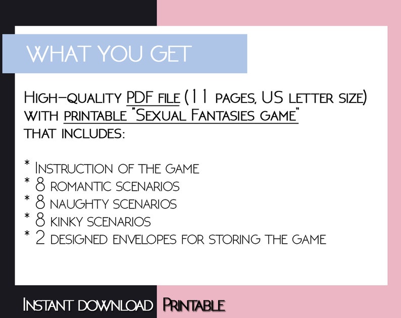 Sexual Fantasies Game Printable Game for Couples - Etsy UK