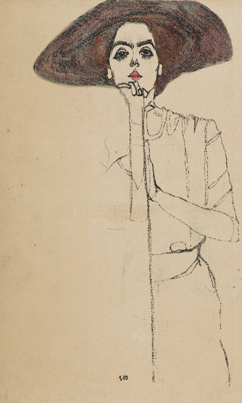 Egon Schiele, Portrait of a Woman (1910), Fine Art Print (giclée) - Etsy