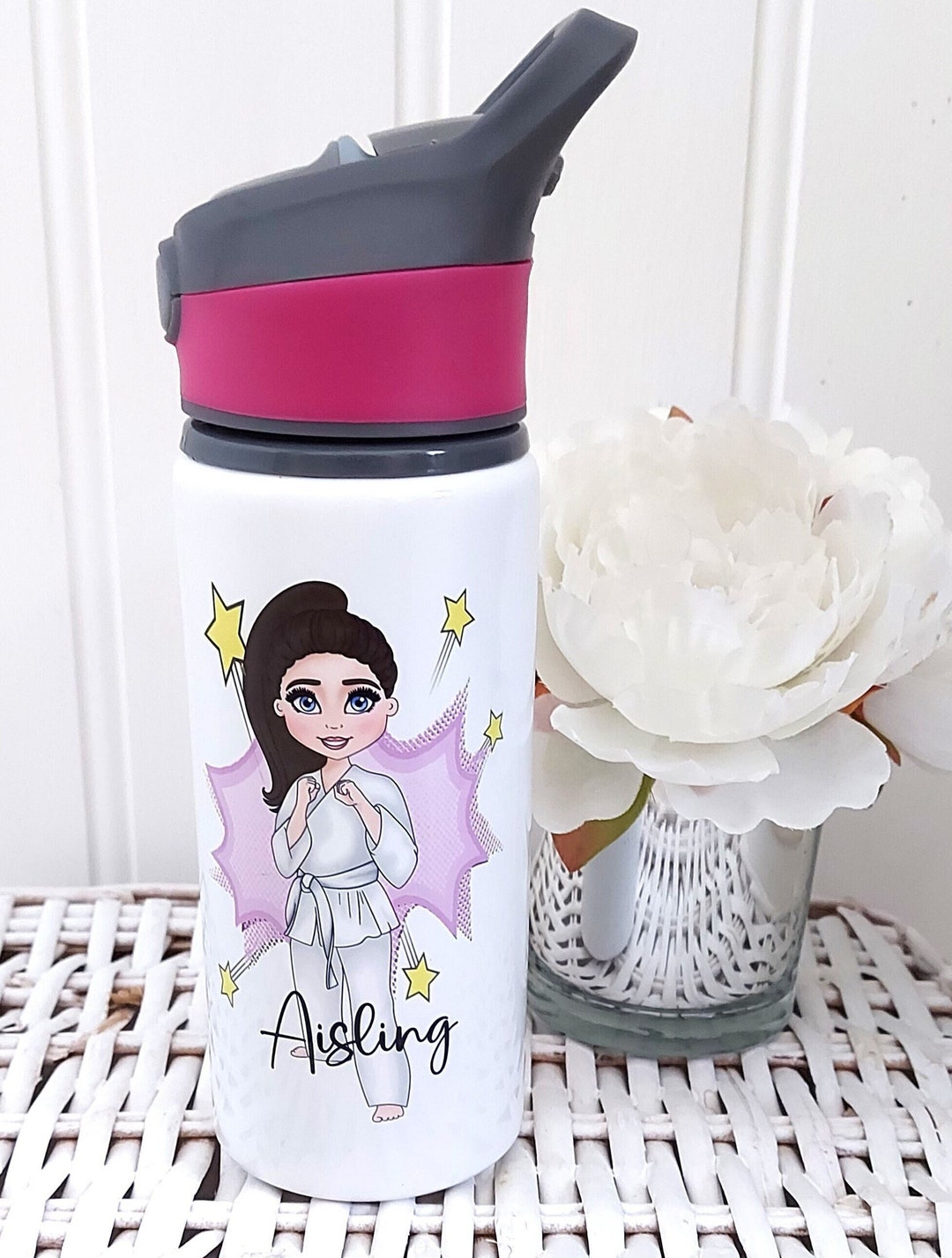 Personalised Karate Water Bottle, Personalised Karate Girl Water Bottle ...