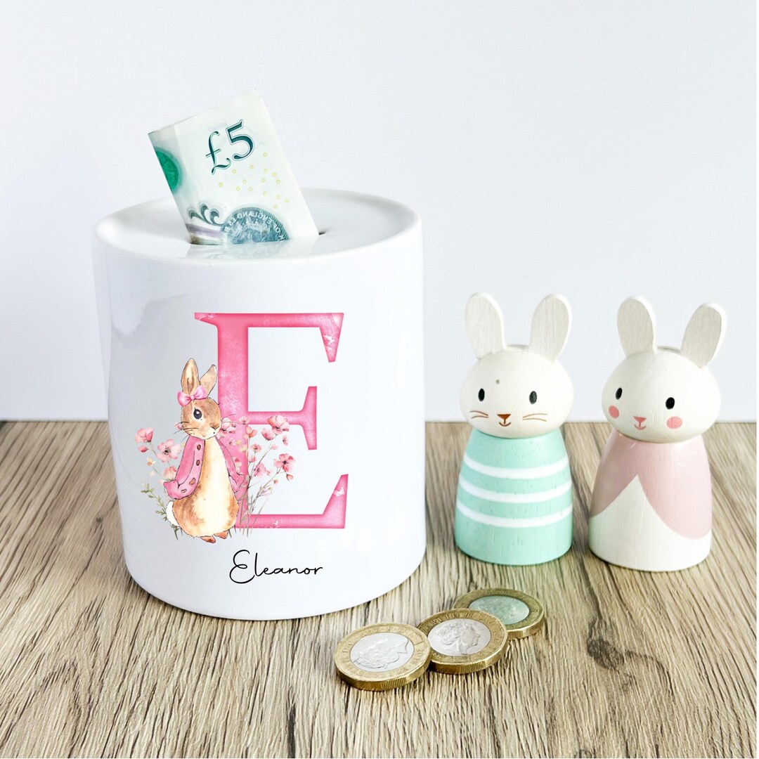 Personalised Flopsy Rabbit Money Box: Ceramic Baby Keepsake - Etsy